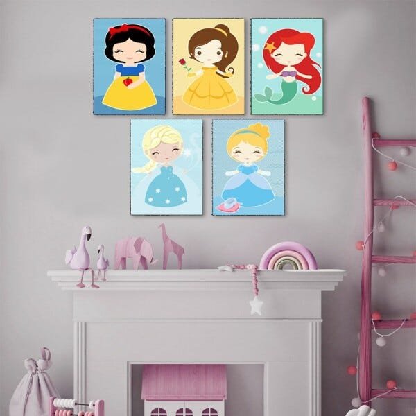 Kit Quadros Decorativos Princesas Infantil | MadeiraMadeira