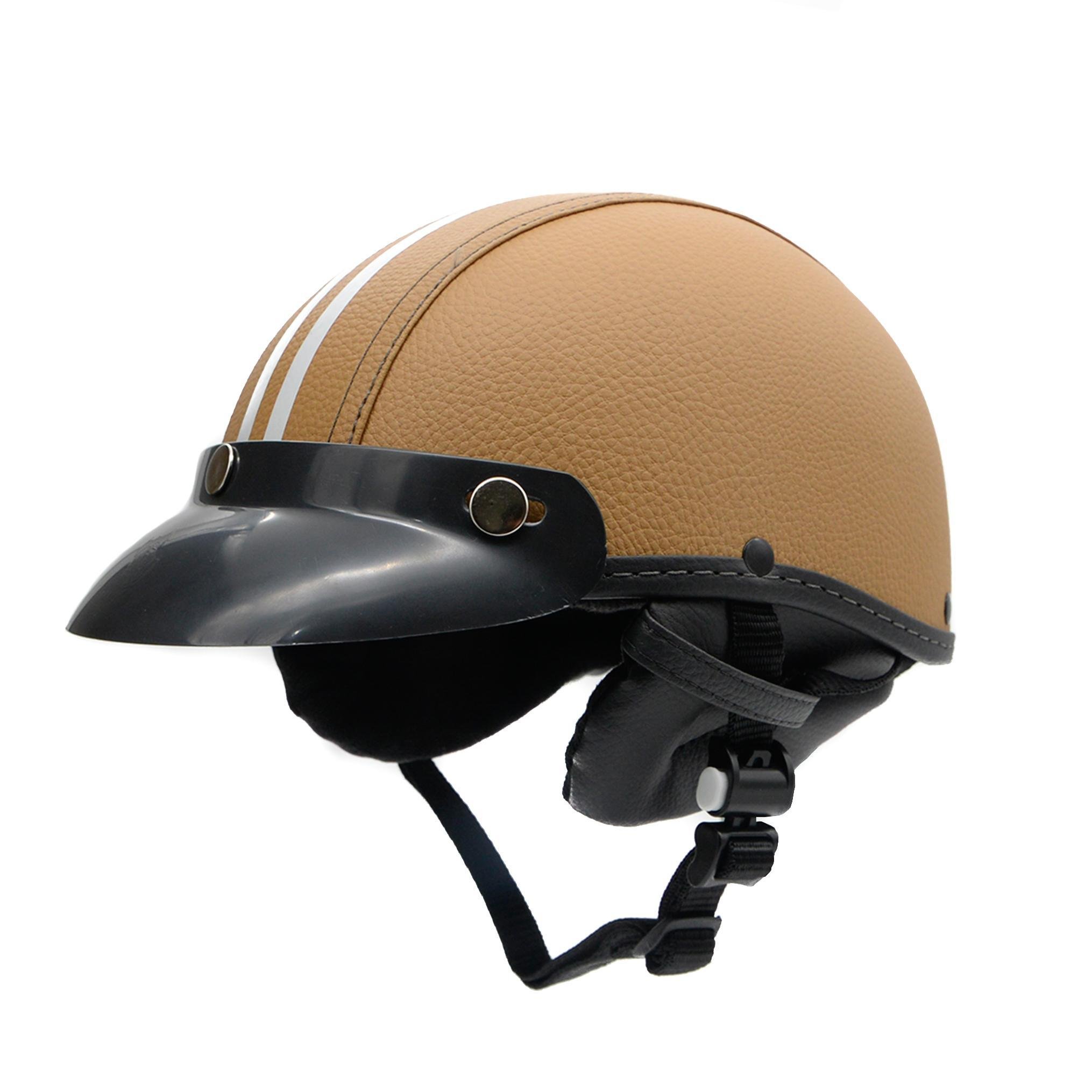 Capacete Coquinho Scooter Moto Elétrica Bike Couro Creme | MadeiraMadeira