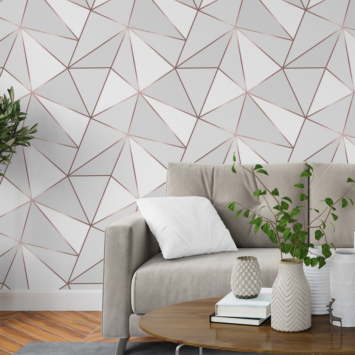 Papel De Parede Zara 50 Tons Cinza Fio Rosê Auto Colante Sala Quarto 3m ...