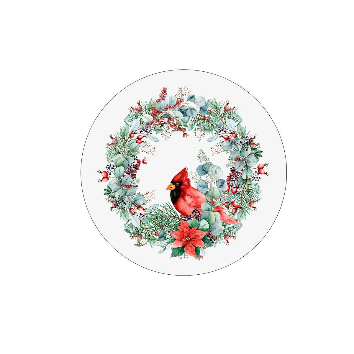 Kit Sousplat Natal Cardinal Nsw 8 Peças com Base | MadeiraMadeira