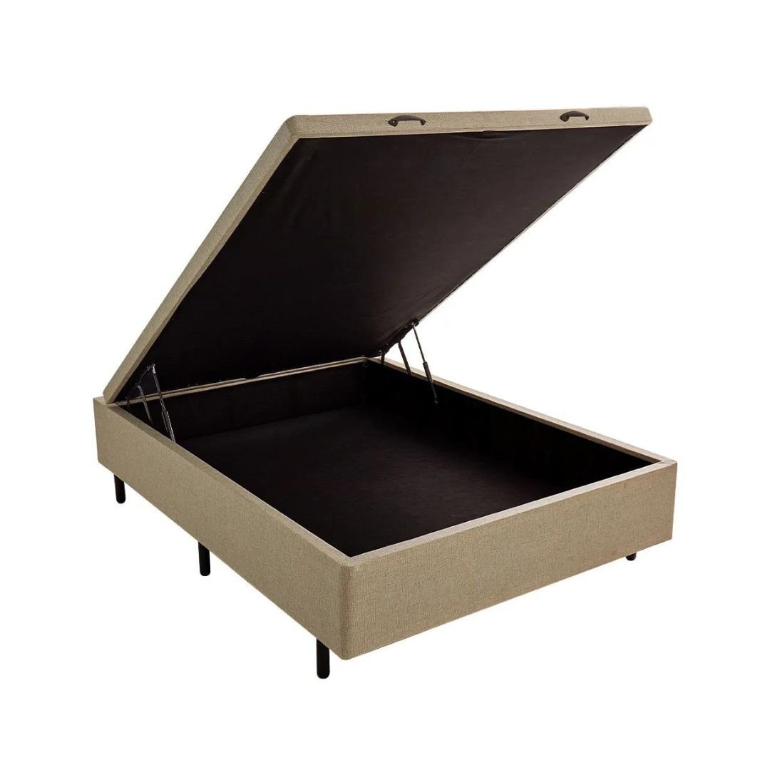 Box Baú Casal 1,38x1,88 Conceito Bege - Suede | MadeiraMadeira