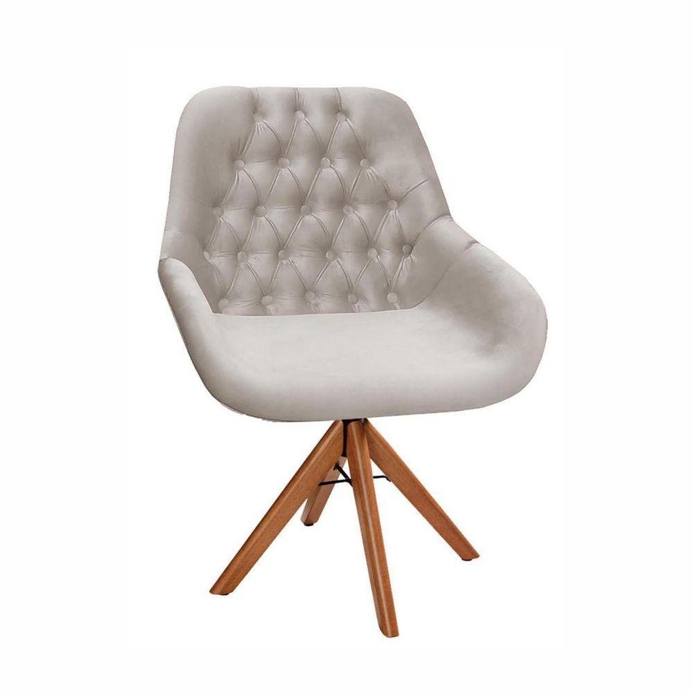 Poltrona Pandora - Base em Madeira Giratória Cor Suede Nude ...