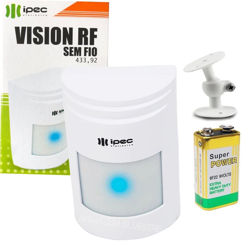 Sensor de Presença Alarme Infra sem Fio com Suporte Articulado Bateria ...