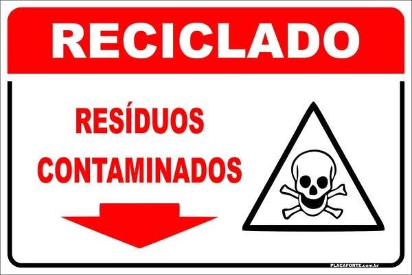 Placa Coleta Seletiva - Resíduos Contaminados - PVC 1mm 30x45 ...