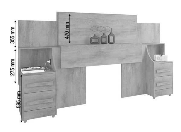 Cabeceira de Casal Extensível Síria Amadeirado - RV Móveis | MadeiraMadeira