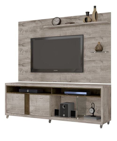 Rack Santorini com Painel Esmeralda Vanilla Rustico com Madeira Rustica ...