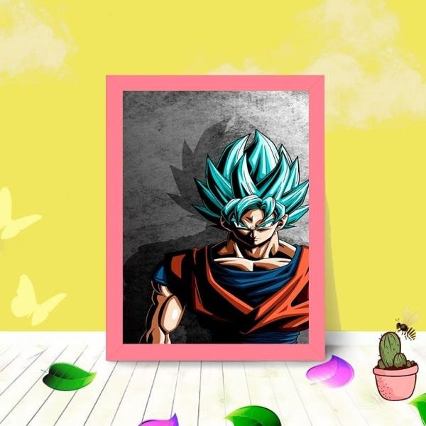 Quadro Decorativo Goku Dragon Ball Z com Vidro 25x33 Quarto:Rosa ...