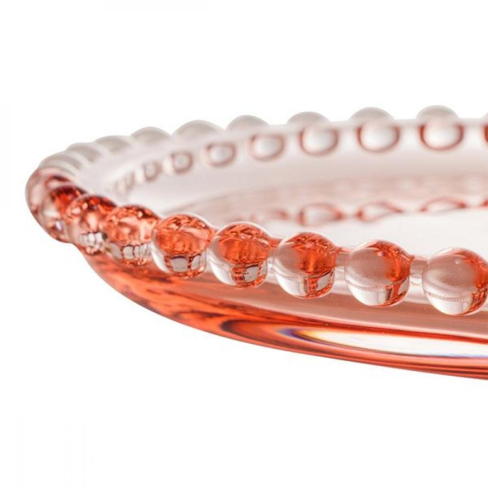 Prato de Mesa Cristal Coração Pearl Rosa 25cm Wolff | MadeiraMadeira