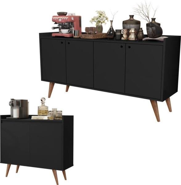 Kit Buffet Dallas e Buffet Clean Preto | MadeiraMadeira