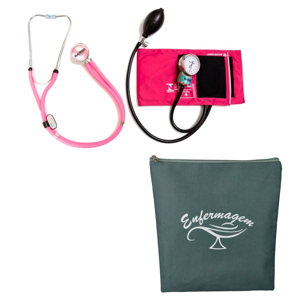 Kit com Esteto e Esfigmo Duplo Pamed e Porta Jaleco PA MED | MadeiraMadeira