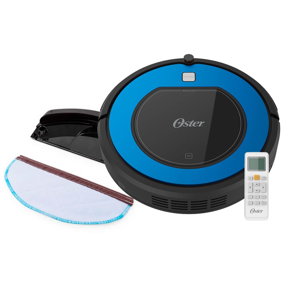 Kit Aspirador Robô Oster Keep Clean Blue com Mop - Bateria | MadeiraMadeira