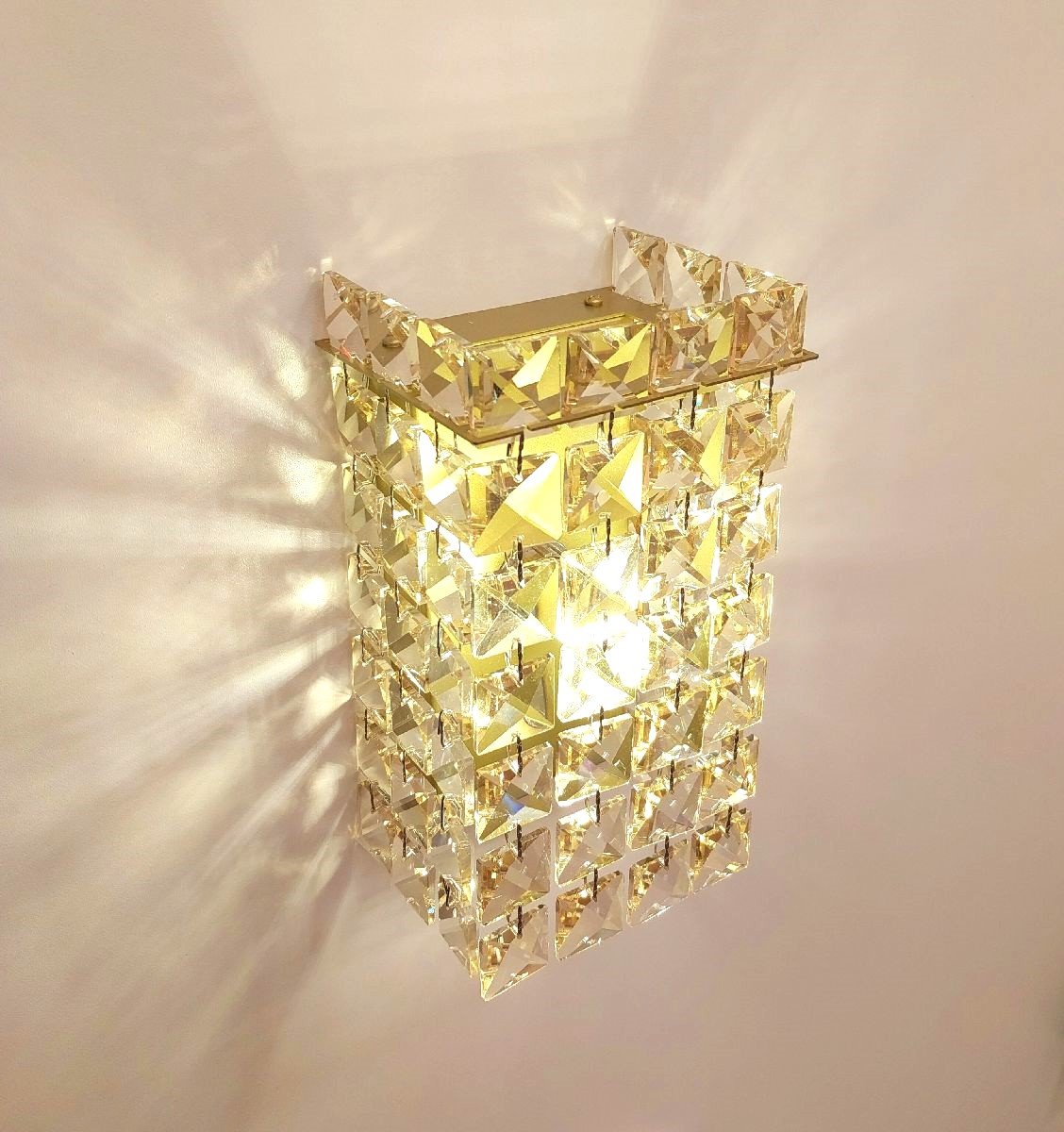Arandela Moderna Dourada Cristal Âmbar + 1 Lâmp. Led G9 | MadeiraMadeira