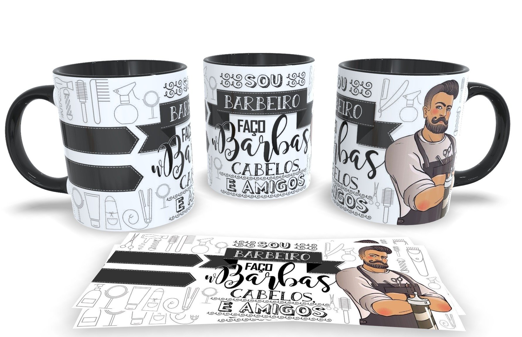 Canecas Preta de Porcelana Personalizadas Profissões Artes | MadeiraMadeira