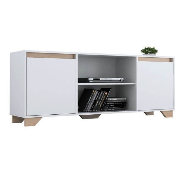 Rack para TV 40 Polegadas e Estante para Sala Branco e Siena Lilies Móveis | MadeiraMadeira