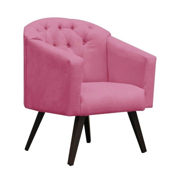 Poltrona Decorativa Estela Suede Rosa Pink - Dominic Decor | MadeiraMadeira