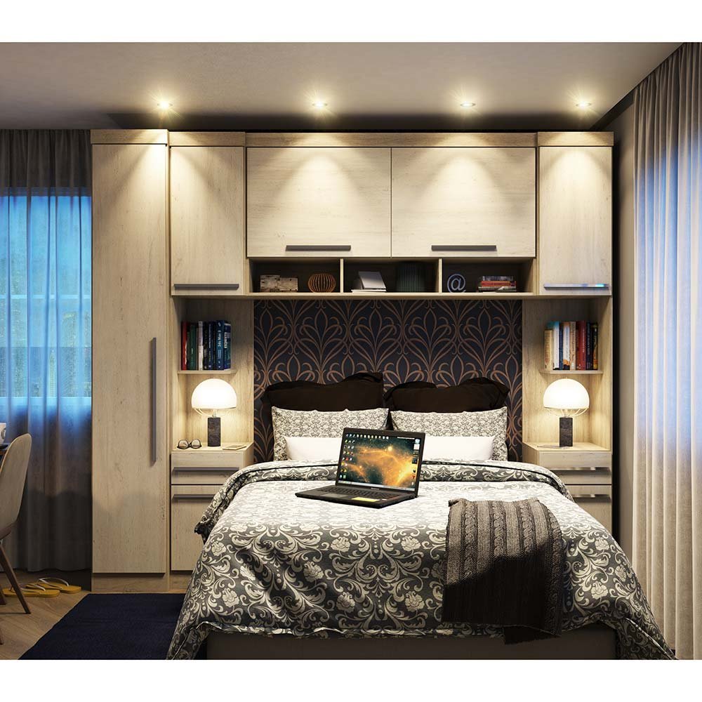 Guarda Roupa Modulado Casal 7 Portas 2 Gavetas com Armario Ponte 147cm ...