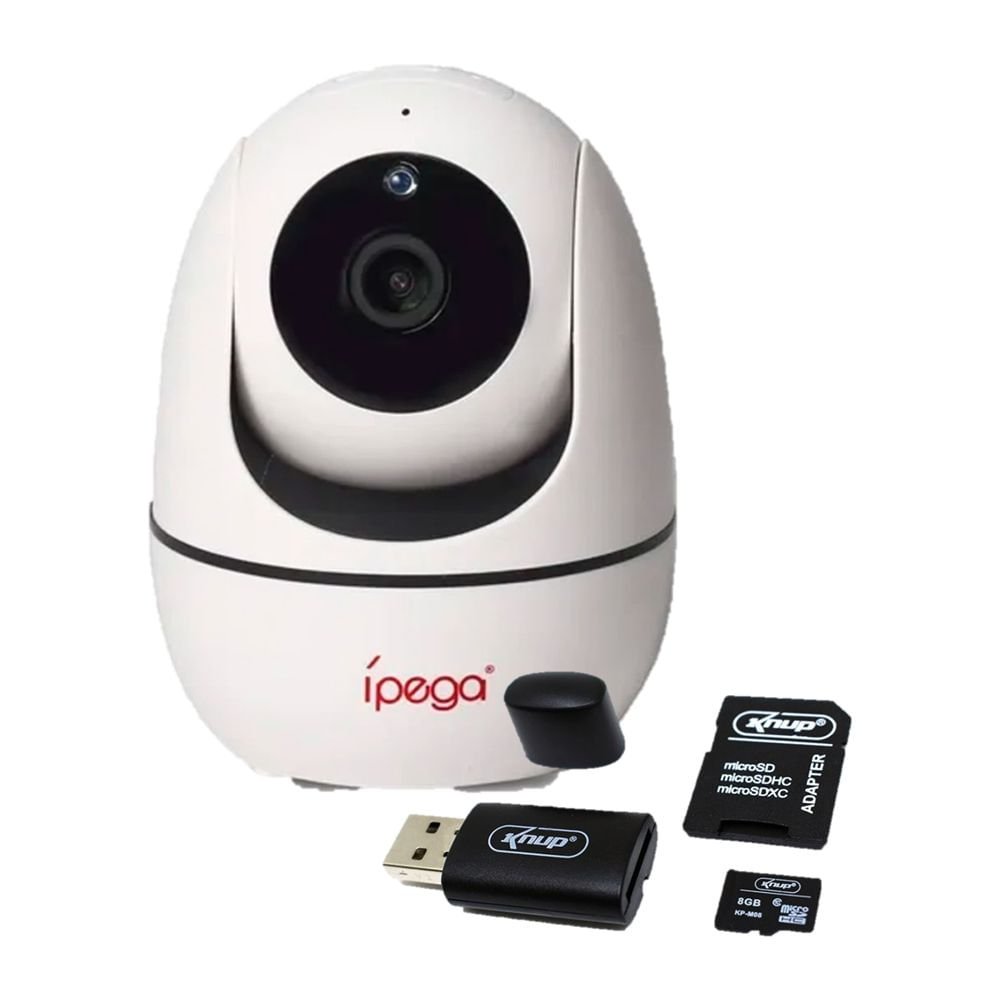 Kit Ípega Câmera IP Auto Tracking 1080p Infra + Cartão de Memória Micro ...