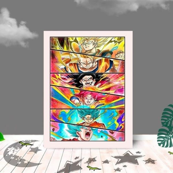 Quadro Decorativo Goku Sayajin Dragon Ball com Vidro 25x33:Branco ...