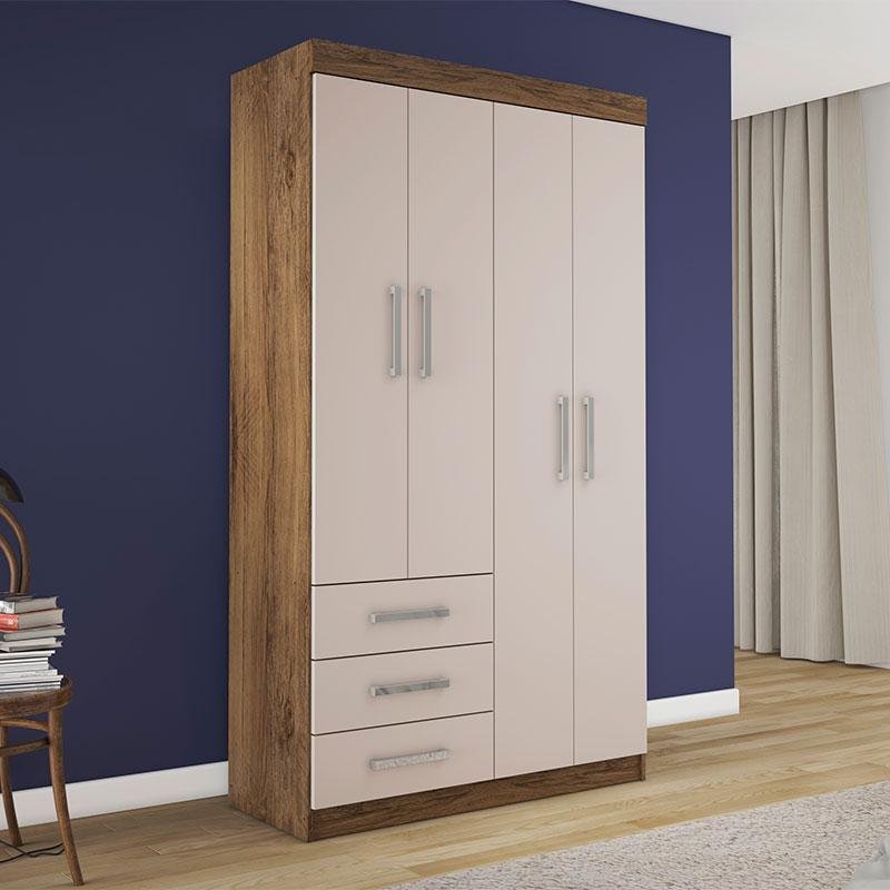 Guarda-Roupa Solteiro com 4 Portas e 3 Gavetas Itapema-Rodial - Nature ...
