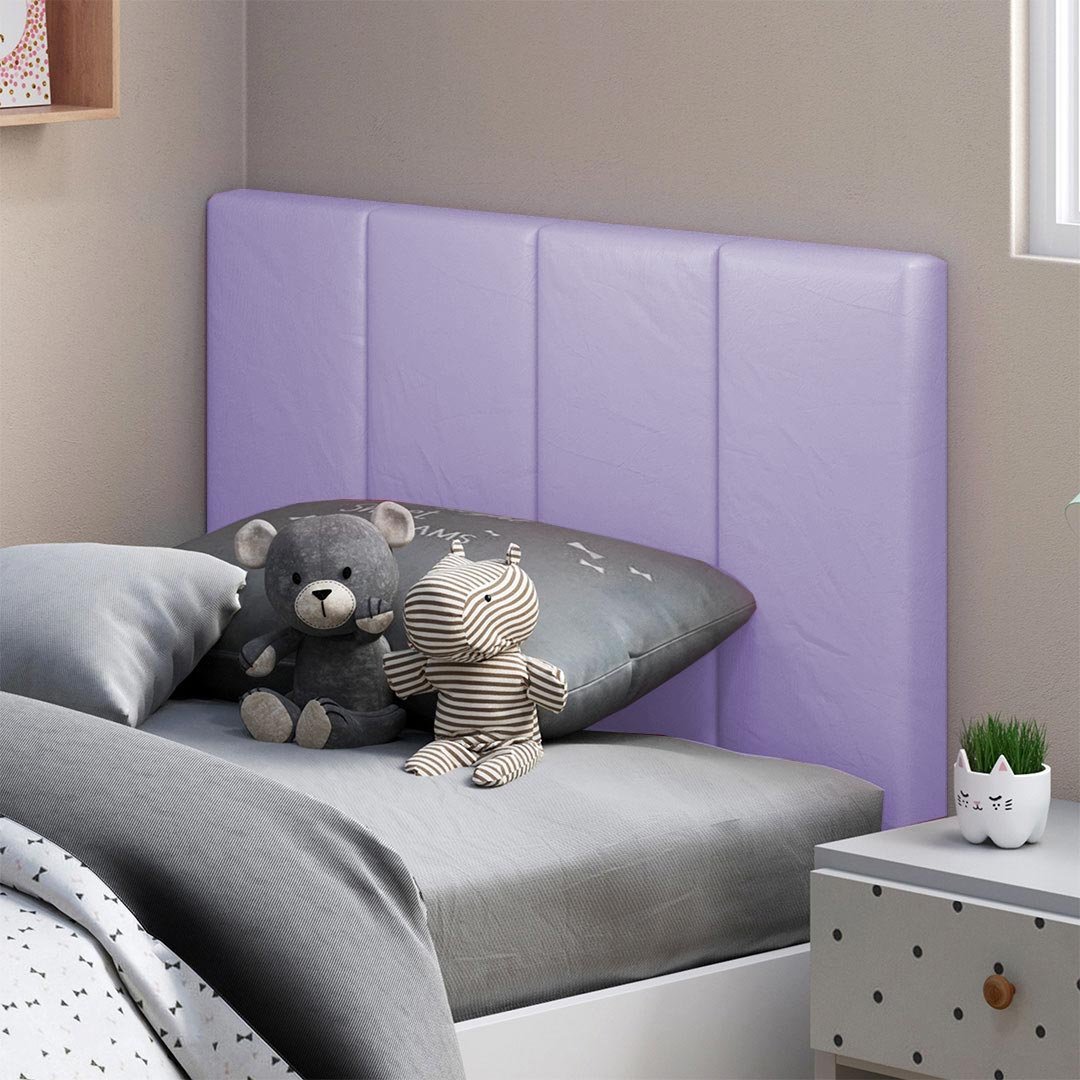 Cabeceira de Cama Box Solteiro Estofada Corino Lilás Viena | MadeiraMadeira