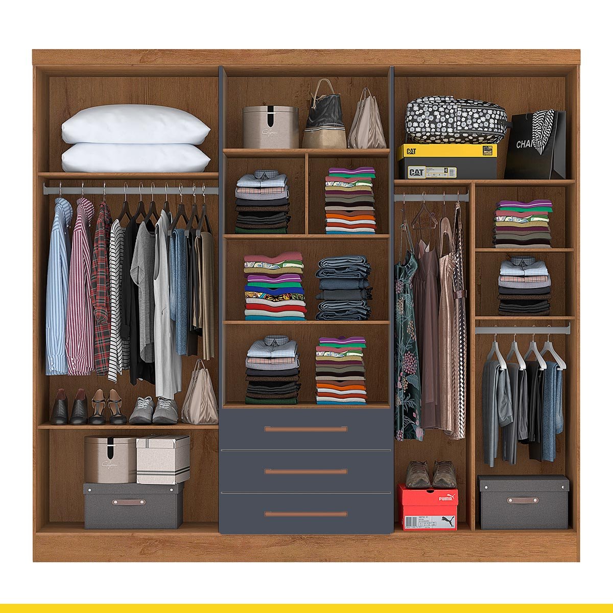 Guarda Roupa Grande 234 x 218 Cm 6 Portas 3 Gavetas Paris New MDP ...