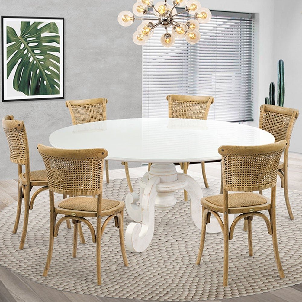 Mesa de Jantar Mariah Branco com Vidro Laqueado 140cm com 6 Cadeiras ...