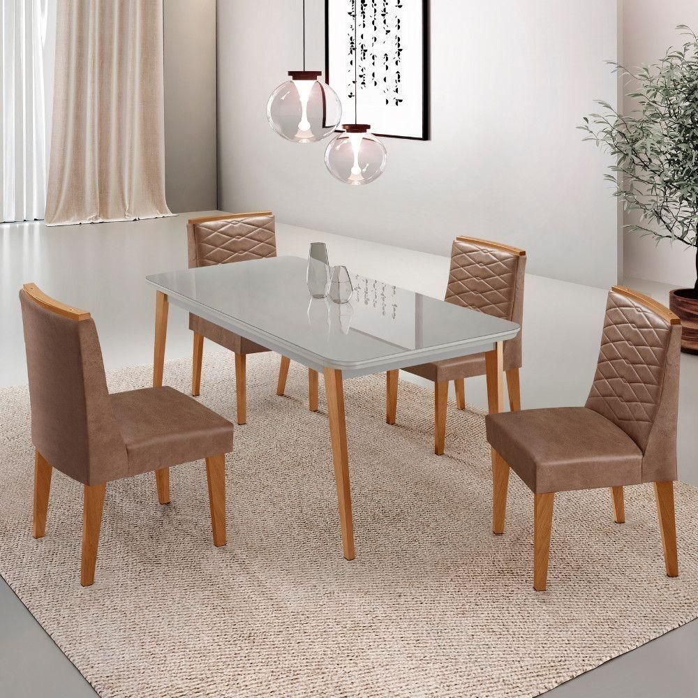 Mesa de Jantar Copper 120cm Tampo Mdf 4 Cadeiras Moderna Tork/off ...