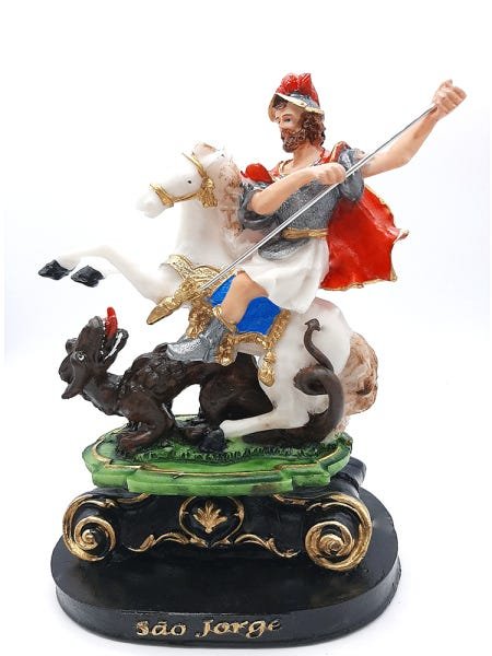 Imagem De São Jorge Escultura Em Resina De 20cm Estatua Ogum ...