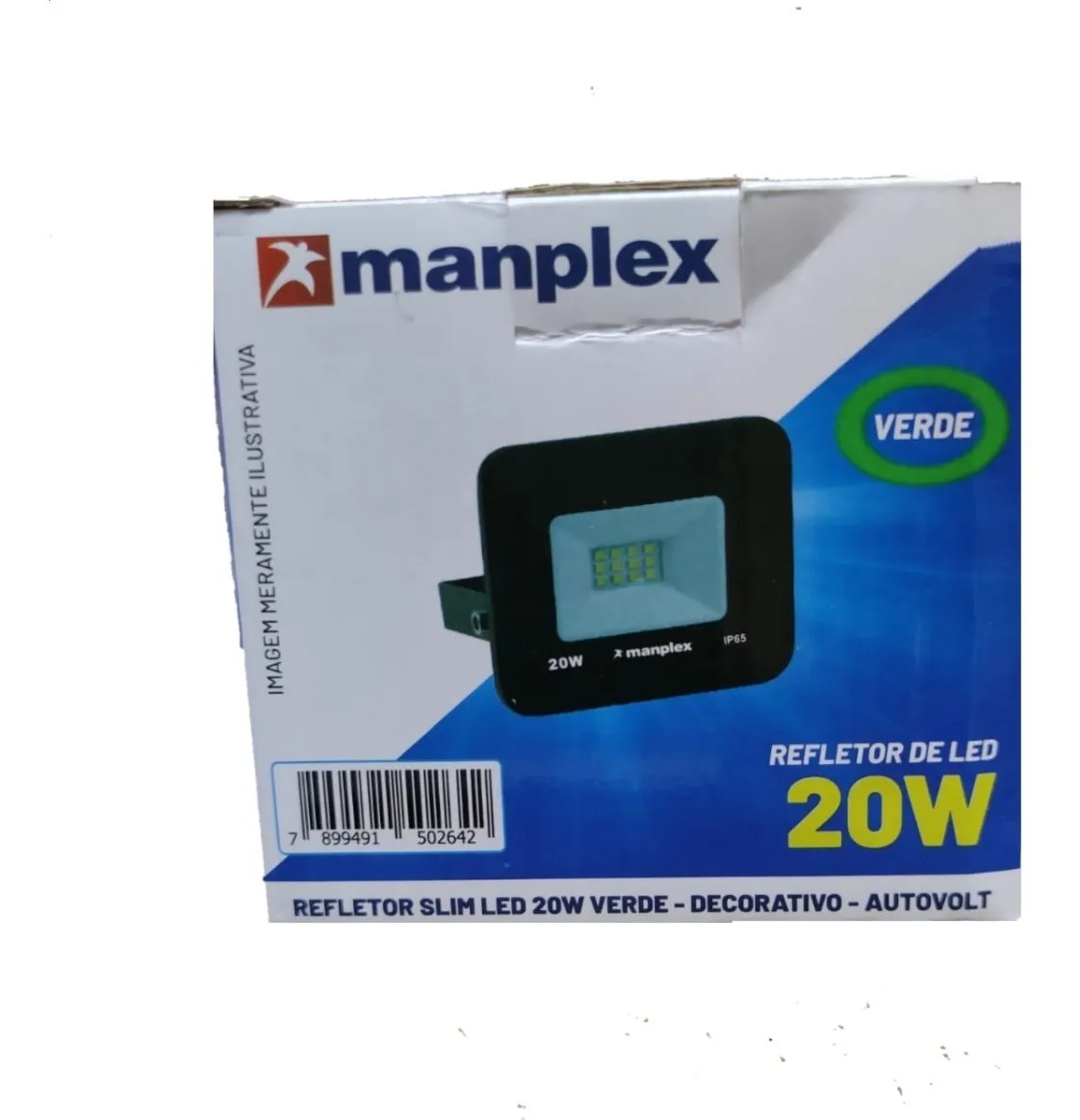 REFLETOR PROJETOR LED SLIM 20W BIVOLT VERDE IP65 MANPLEX | MadeiraMadeira