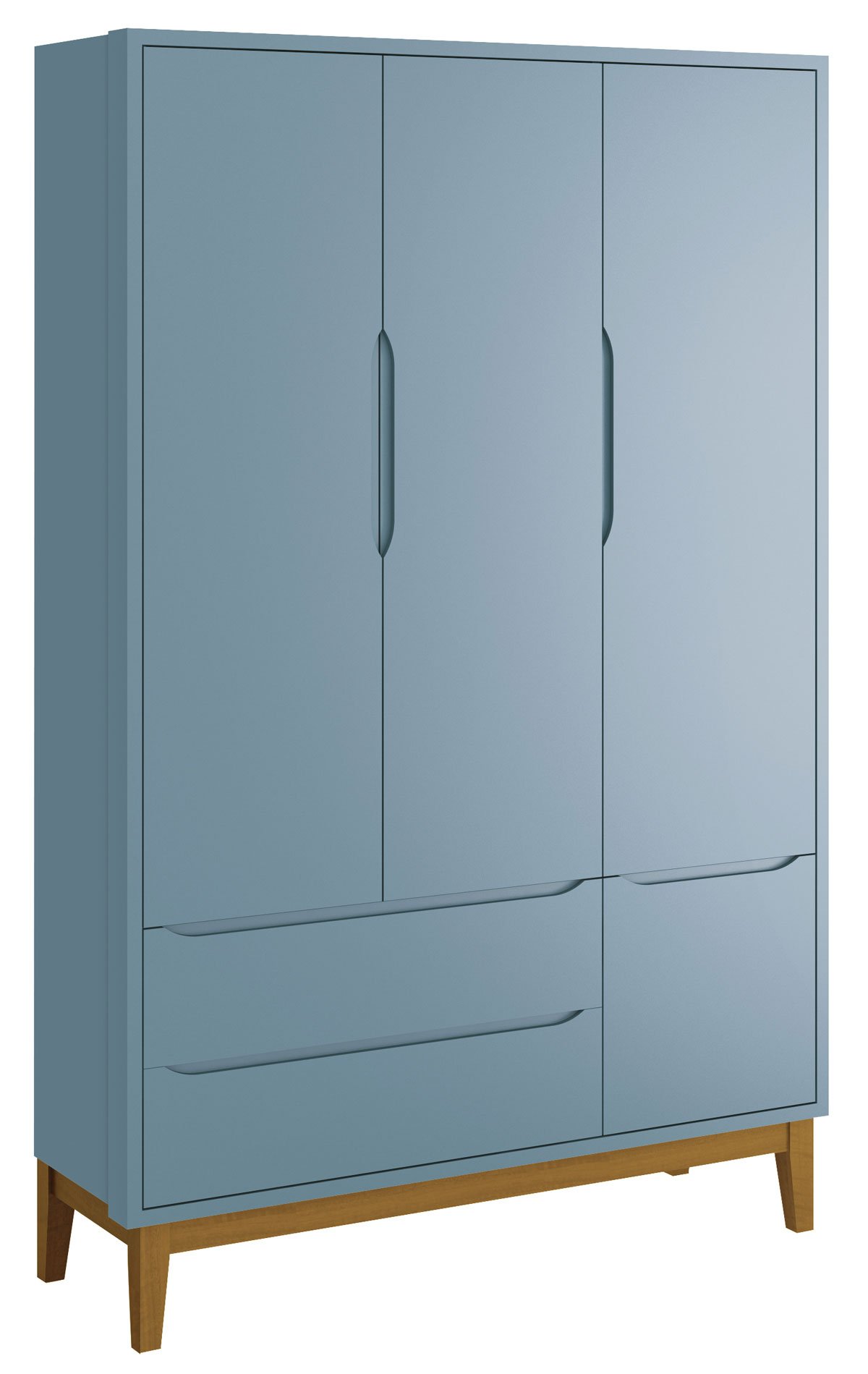 Guarda-Roupa Retrô 3 Portas Classic New Azul Fosco com Madeira - Reller ...