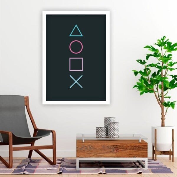 Quadro Decorativo Gamer Video Game PlayStation Controle - 45x60cm ...