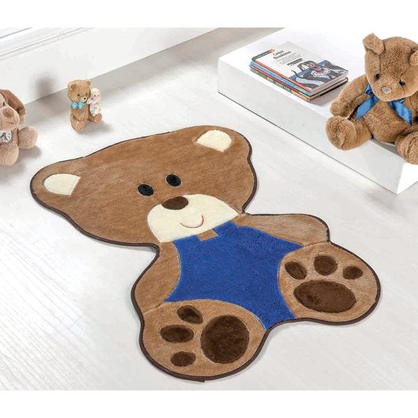 Tapete Pelúcia Decorativo Urso Menino 78cm x 54cm Antiderrapante ...