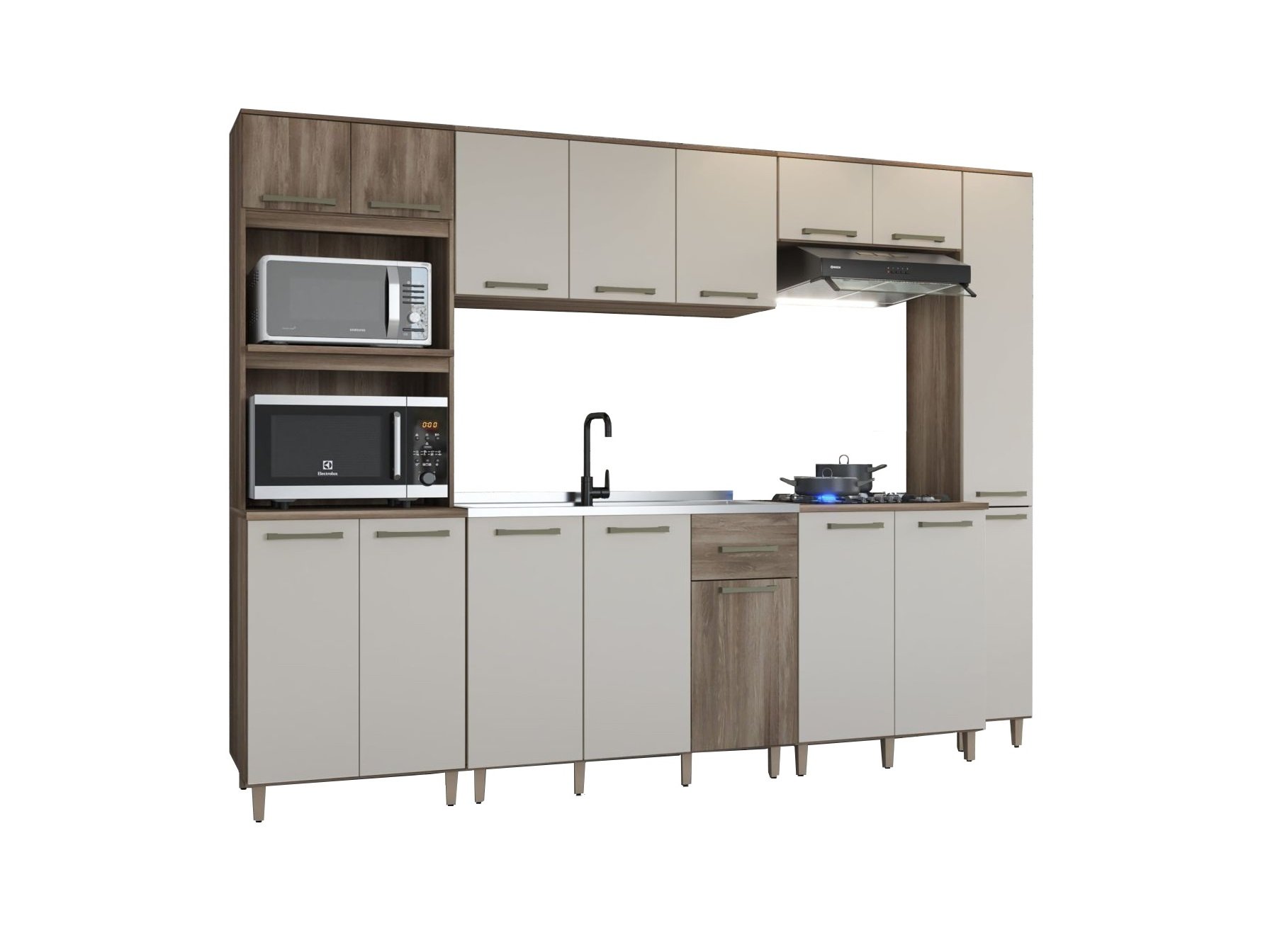 Cozinha Sofia Modulada 6 Pecas 16 Portas Naturale Off White - Moveis ...