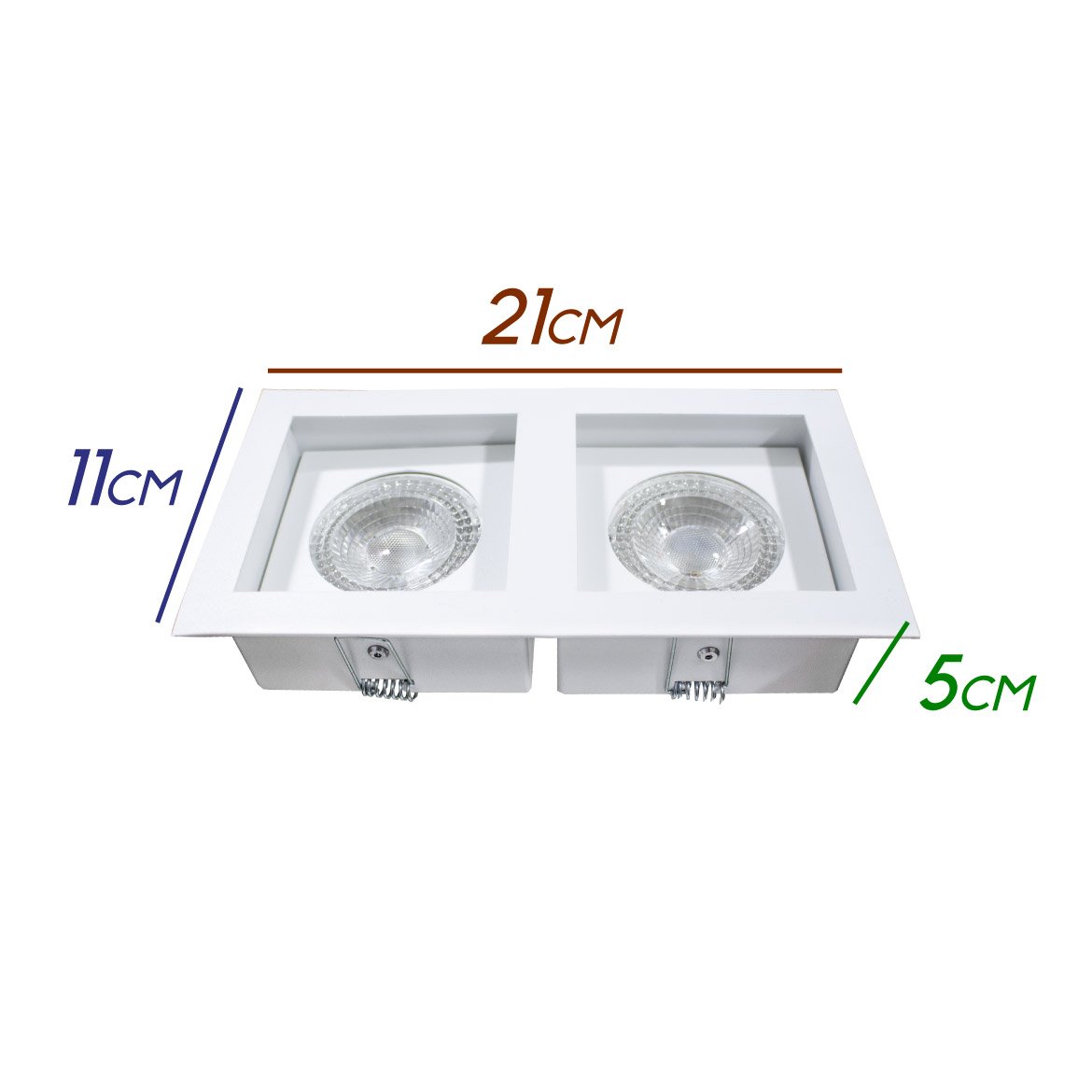 Spot Duplo Embutir Recuado Flat Direcionável + 2 Led Par20 7w Branco Frio St615 | MadeiraMadeira
