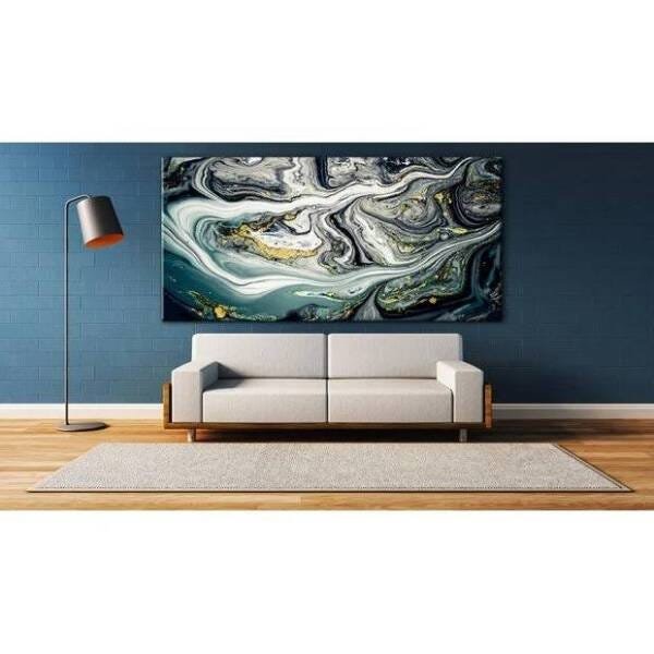 Quadro Decorativo Grande Abstrato Contemporâneo Dark Waves - 150x80cm ...