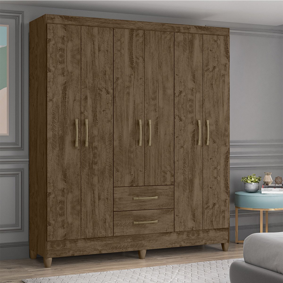 Guarda Roupa Casal 6 Portas e 2 Gavetas Panamá | MadeiraMadeira