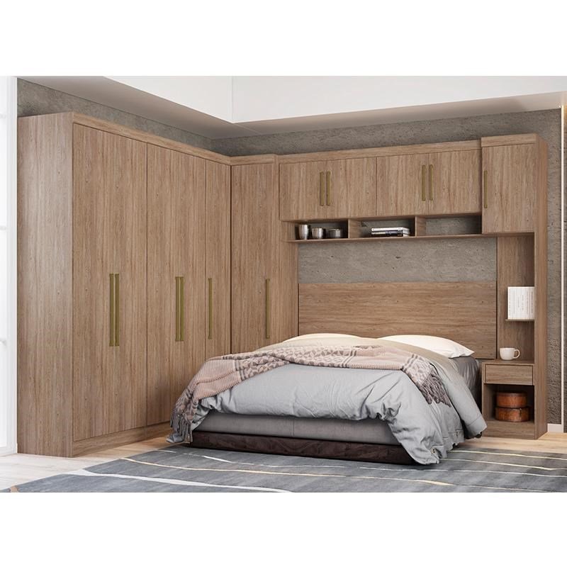Quarto Modulado Casal Módena Composição 10 Nogal Touch - PR Móveis ...