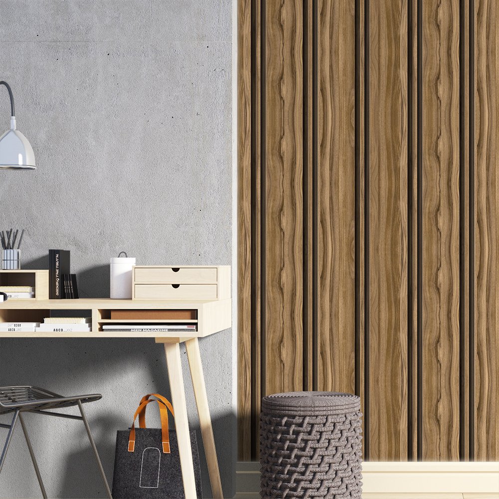 Papel de Parede Adesivo Madeira Marrom Textura Ripado Largo ...