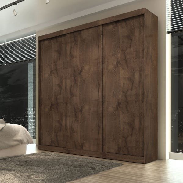 Guarda-Roupa Genebra 3 Portas de Correr e 3 Gavetas - Chocolate ...