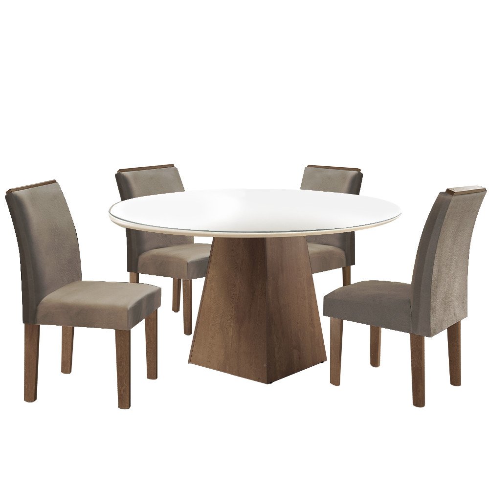 Conjunto Mesa Cel Moveis Sevilha 4Cad Sevilha 1,00X1,00 Tampo RED VD ...