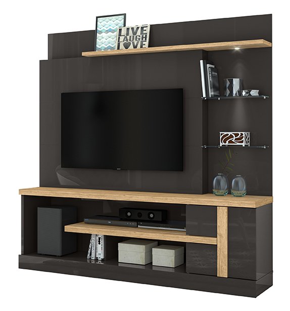 Estante Jasmine para TV 55" Titanio Carvalho Banana Bit Madetec Rack ...