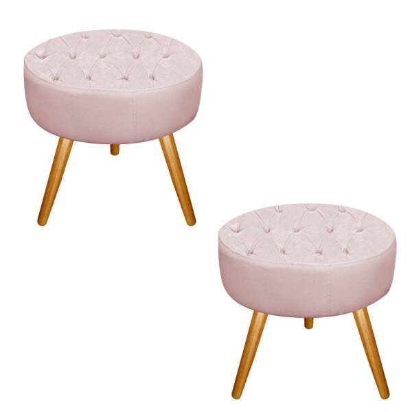 Kit 2 Puffs Fernanda Palito Mel Corano Rosa Bebê - Sts Móveis ...