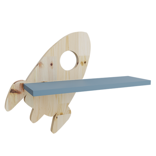 Prateleira Foguete Kids Pinus/azul | MadeiraMadeira