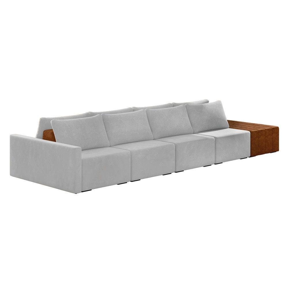 Sofá Ilha 4 Lugares Living 432cm Modulado Lary Veludo Cinza K01 - D ...
