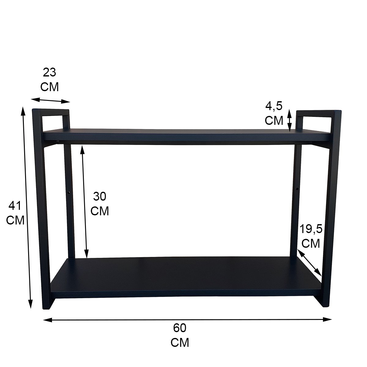 Prateleira em Mdf Preto com Aros em Metalon | MadeiraMadeira
