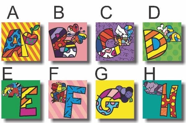 Quadro Letras Romero Britto Infantil Kit 6 Letras | MadeiraMadeira