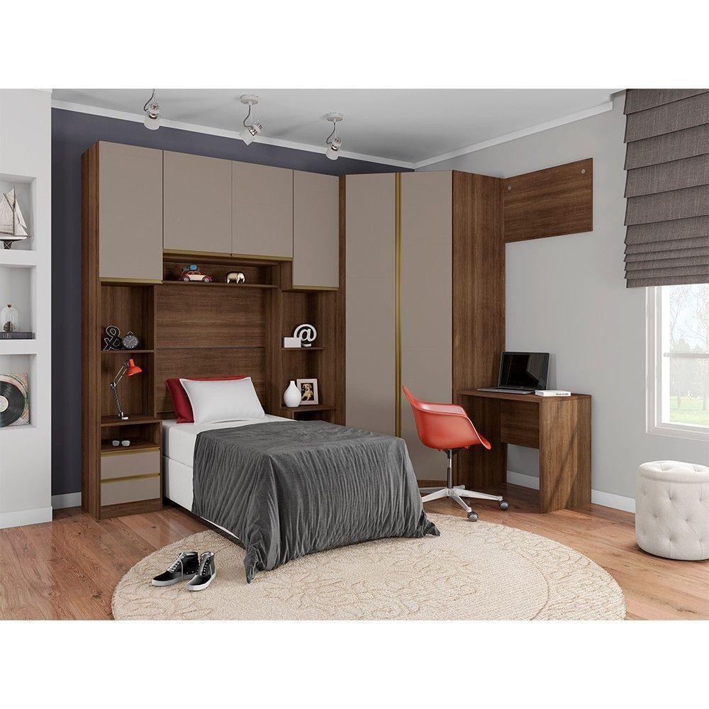 Guarda Roupa Solteiro De Canto C/ Escrivaninha Connect Prime ...