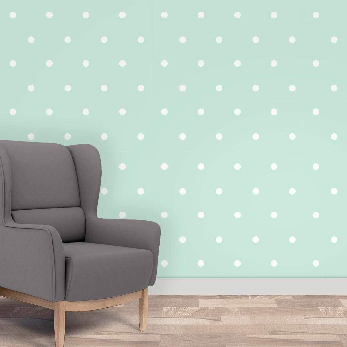 Papel de Parede Poá - Mod 017 Branco e Azul Claro-60x300cm | MadeiraMadeira