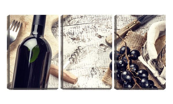 Quadro canvas 55x110 vinho tinto antes do jantar | MadeiraMadeira