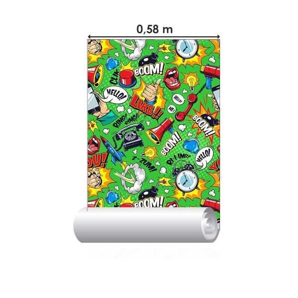 Papel de Parede Adesivo Pop Art Quadrinhos N05010 Rolo de 0,58x3,00 ...